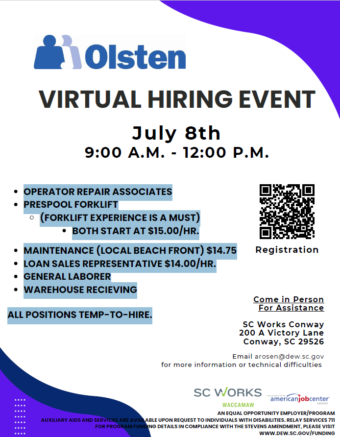 Olsten Virtual Hiring Event - Partnership Grand Strand